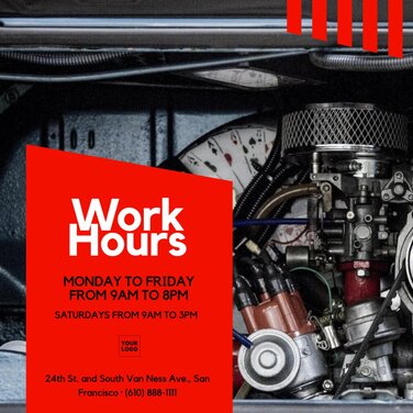 Designs for mechanical workshop promotions