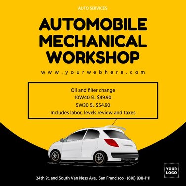 Designs for mechanical workshop promotions
