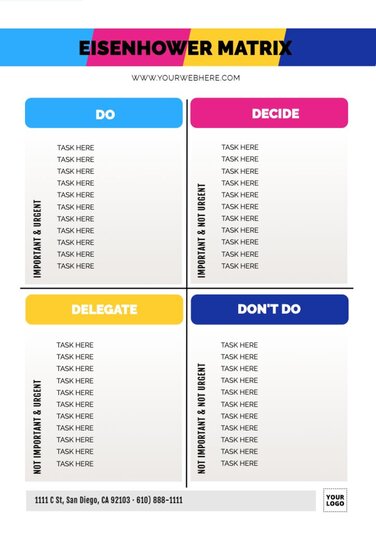 Eisenhower Matrix Template Examples to Edit Online