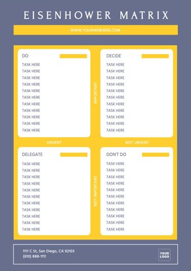 Eisenhower Matrix Template Examples to Edit Online
