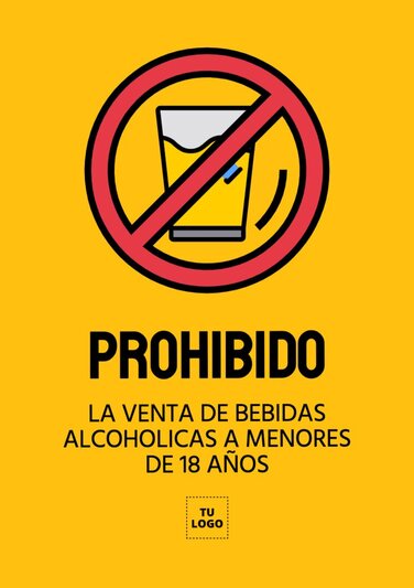 Carteles de Prohibida la Venta de Bebidas Alcohólicas a Menores editables