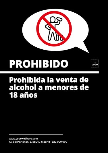 Carteles de Prohibida la Venta de Bebidas Alcohólicas a Menores editables