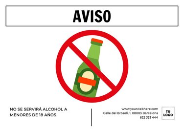 Carteles de Prohibida la Venta de Bebidas Alcohólicas a Menores editables
