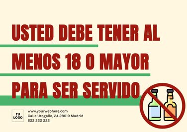 Carteles de Prohibida la Venta de Bebidas Alcohólicas a Menores editables