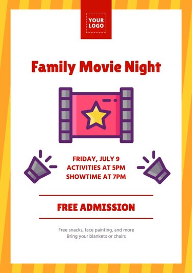 Drive-in and Movie Night Custom Free Templates