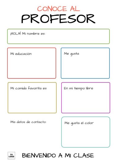 Plantillas de Conoce a tu Profesor para imprimir