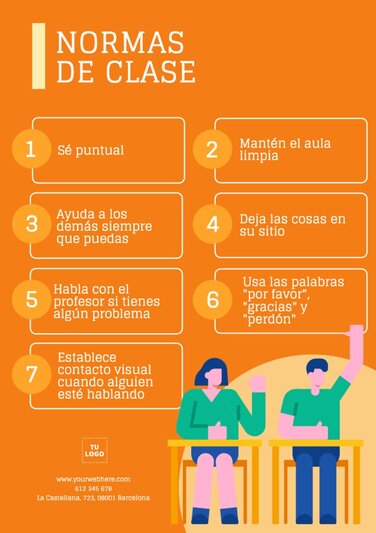 Plantillas de carteles de normas de clase personalizables y gratuitas