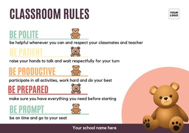 Free customizable classroom rules poster templates