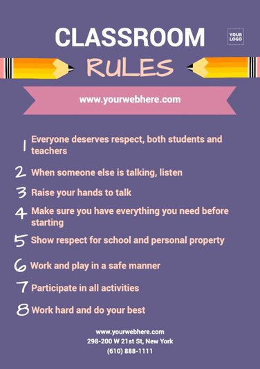 Free customizable classroom rules poster templates