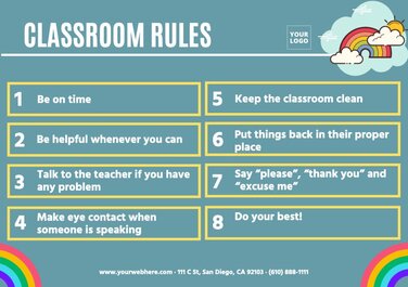 Free customizable classroom rules poster templates