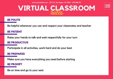 Free customizable classroom rules poster templates