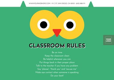 Free customizable classroom rules poster templates