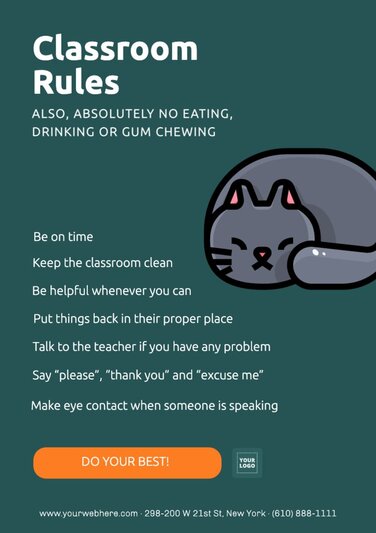Free customizable classroom rules poster templates