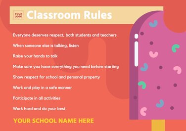 Free customizable classroom rules poster templates