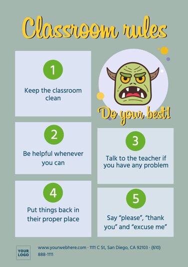 Free customizable classroom rules poster templates