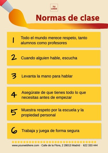 Plantillas de carteles de normas de clase personalizables y gratuitas