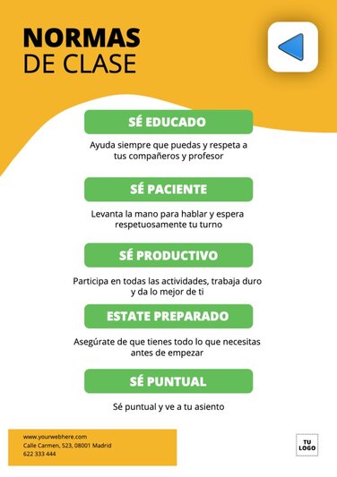Plantillas de carteles de normas de clase personalizables y gratuitas