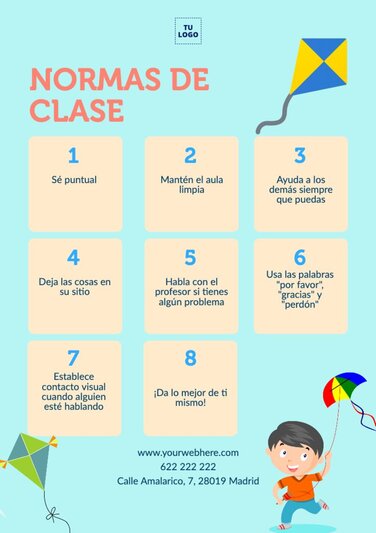 Plantillas de carteles de normas de clase personalizables y gratuitas