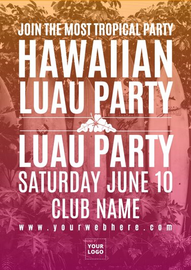 Free hawaiian Luau Invitation templates to customize online