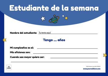 Carteles del Estudiante de la Semana editables