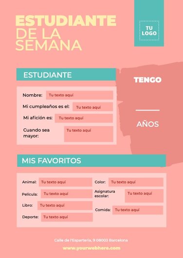 Carteles editables del Estudiante de la Semana