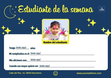Carteles editables del Estudiante de la Semana