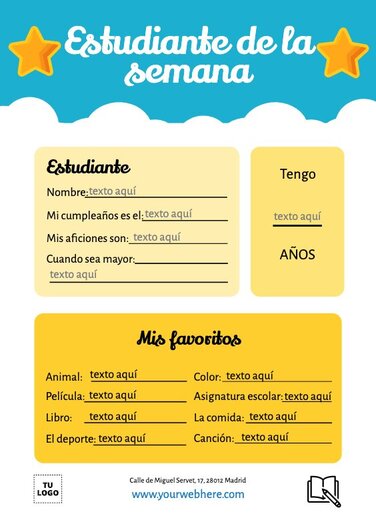 Carteles editables del Estudiante de la Semana