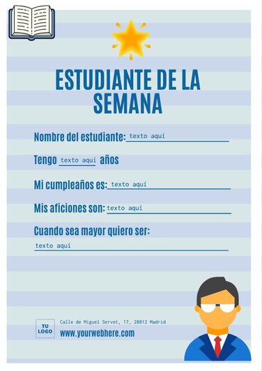 Carteles editables del Estudiante de la Semana