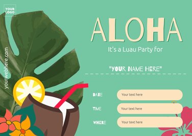 Free hawaiian Luau Invitation templates to customize online