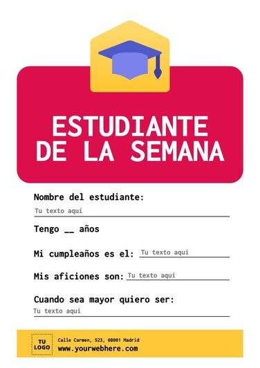 Carteles del Estudiante de la Semana editables