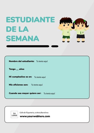 Carteles editables del Estudiante de la Semana