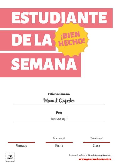 Carteles del Estudiante de la Semana editables