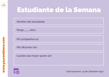 Carteles editables del Estudiante de la Semana