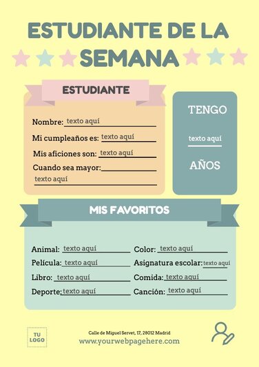 Carteles editables del Estudiante de la Semana