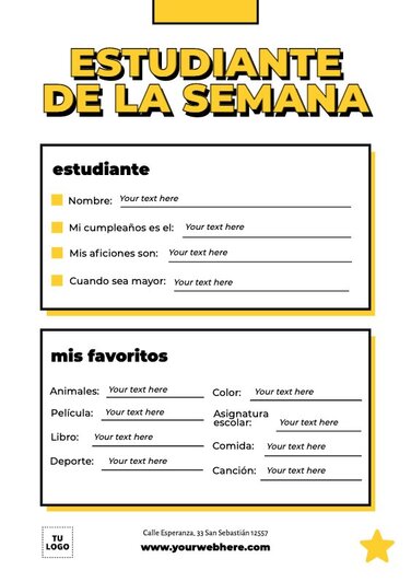 Carteles editables del Estudiante de la Semana