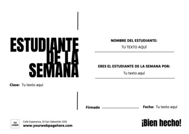 Carteles editables del Estudiante de la Semana