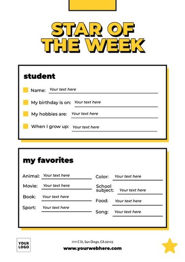 Free Star of the Week poster templates