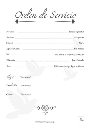 Diseña gratis un programa para un funeral