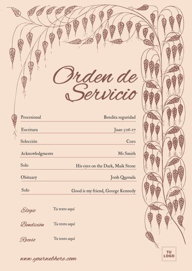 Diseña gratis un programa para un funeral
