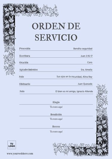 Diseña gratis un programa para un funeral