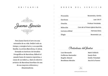 Diseña gratis un programa para un funeral