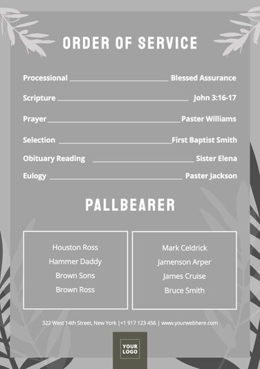 Customize a free funeral program template