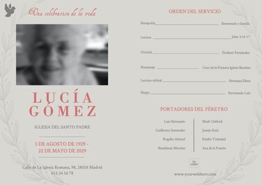 Diseña gratis un programa para un funeral