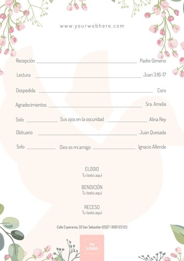 Diseña gratis un programa para un funeral