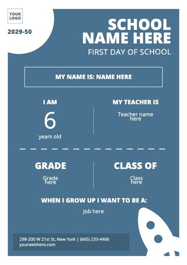 Printable First Day of School Templates