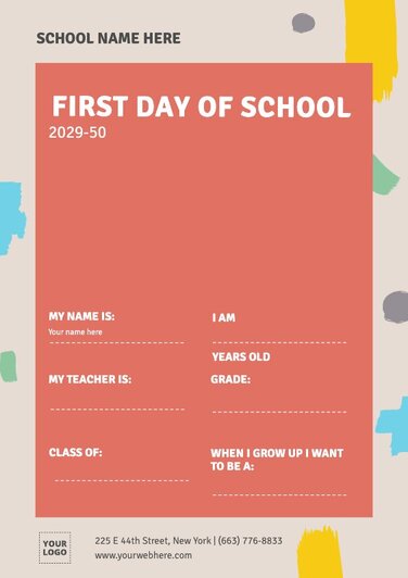 Printable First Day of School Templates