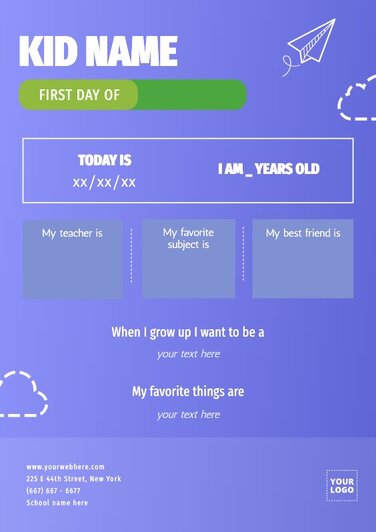 Printable First Day of School Templates