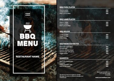Free editable BBQ menu templates