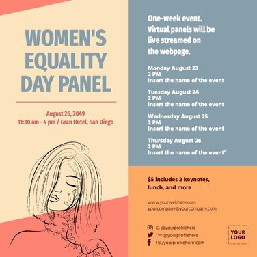Free Women Equality Day designs & Gender Equality Posters