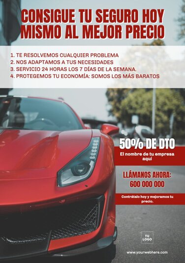 Plantillas de Seguros de Autos para diseñar anuncios